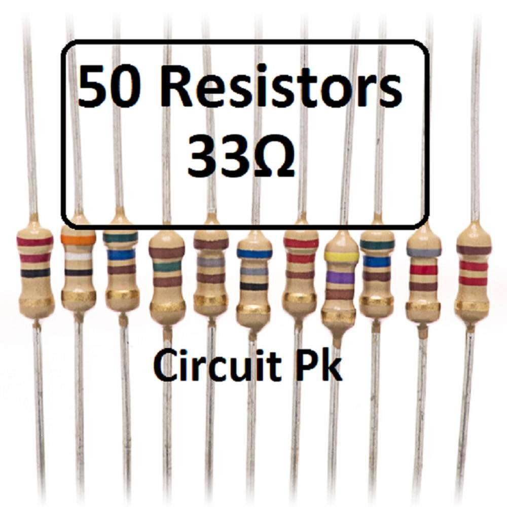 Pack of 50 - 33 Ohm Resistor 33 ohm resistors 1/4W