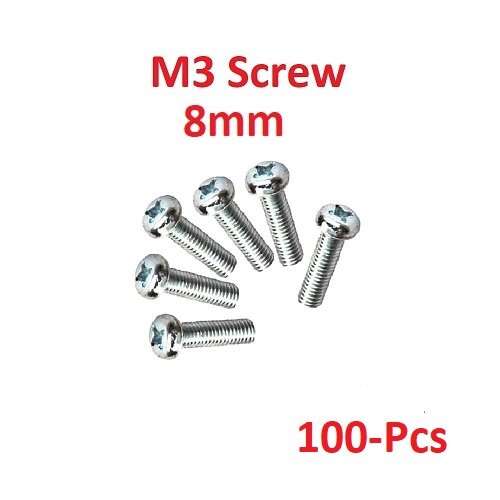 100 Pcs – M3 Screw 3mm 8mm Machine Screws Nema 17 Stainless Steel Fastener