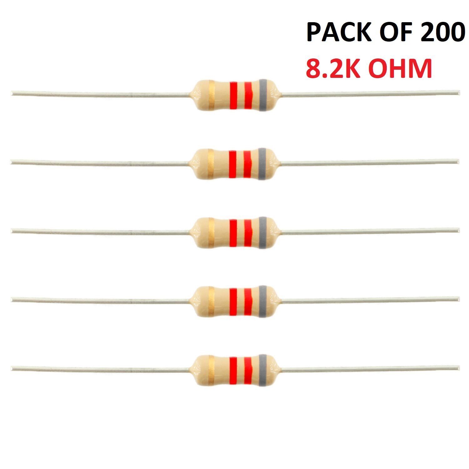 Pack of 200 - 8.2K Ohm Resistor 8k2 resistor 1/4W