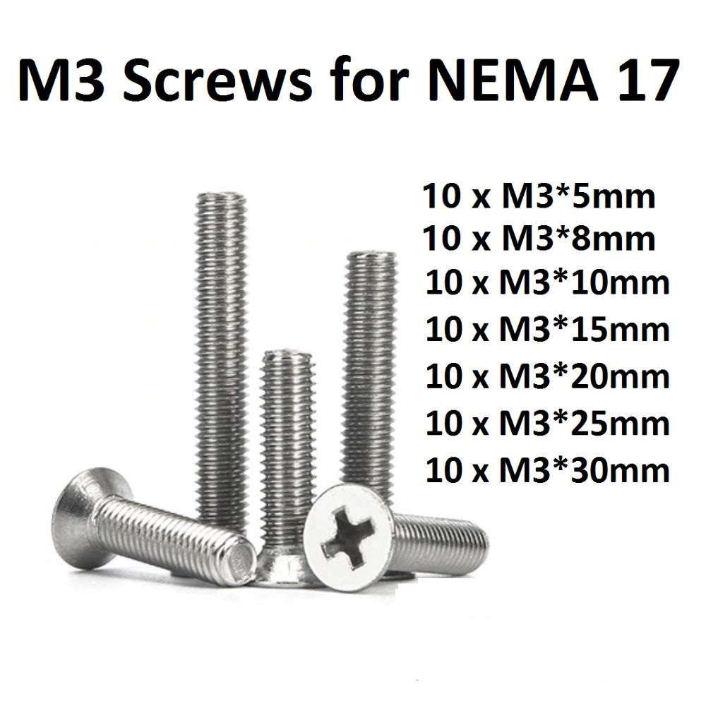60 Pcs M3 Screw 3mm Screw For Nema 17 Stepper Motor Screws For Use 60 Pcs M3 Screw 3mm Screw For Nema 17 Stepper Motor Screws For Use